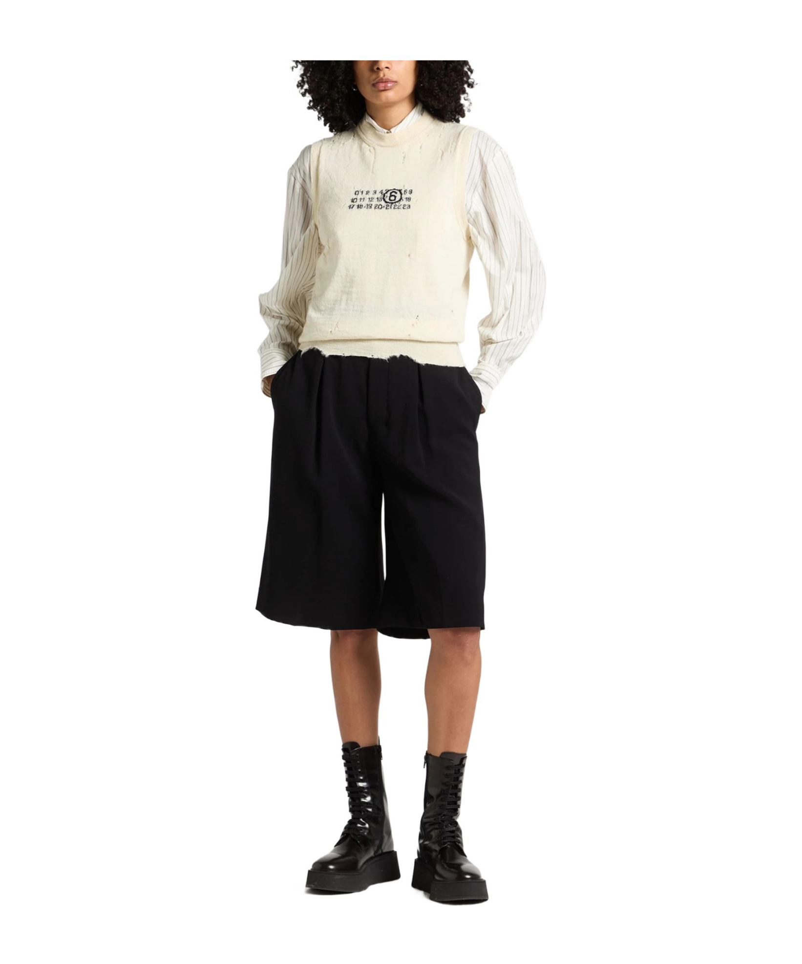 MAISON MARGIELA Mm6 Maison Margiela Sleeveless Distressed Wool Jumper